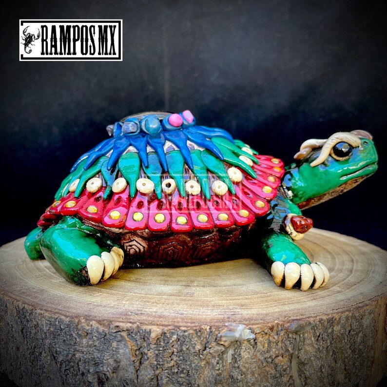 Beautiful Aztec Turtle Figure Statue Handmade Clayhandcraft | Etsy