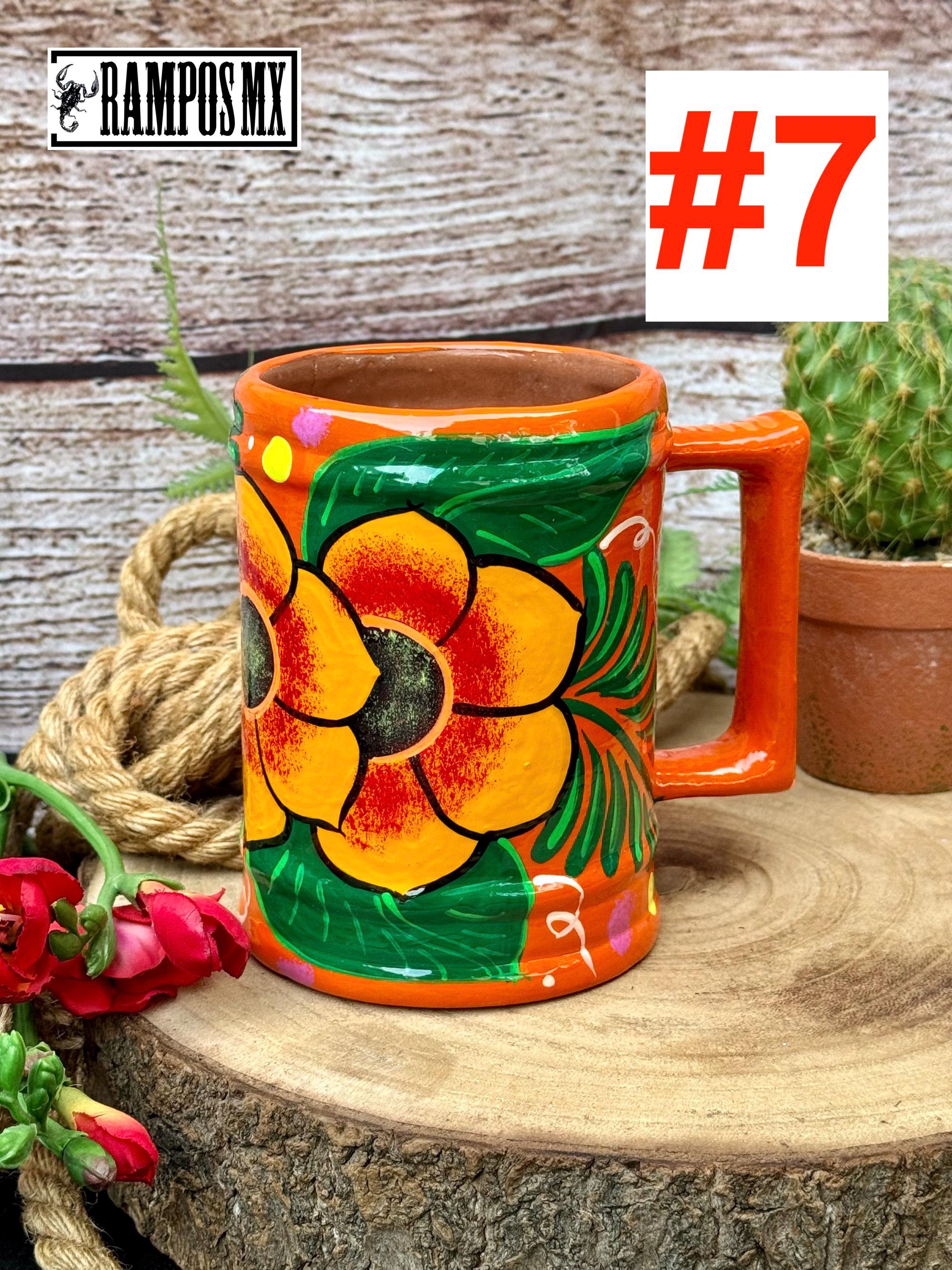 Large Beer Mexican Mug Art , Handpainted Clay Hot or Cold Handcrafted ...