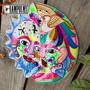 Beautiful Mexican Ceramic Decorative Sun and Moon Eclipse Plate,hand ...