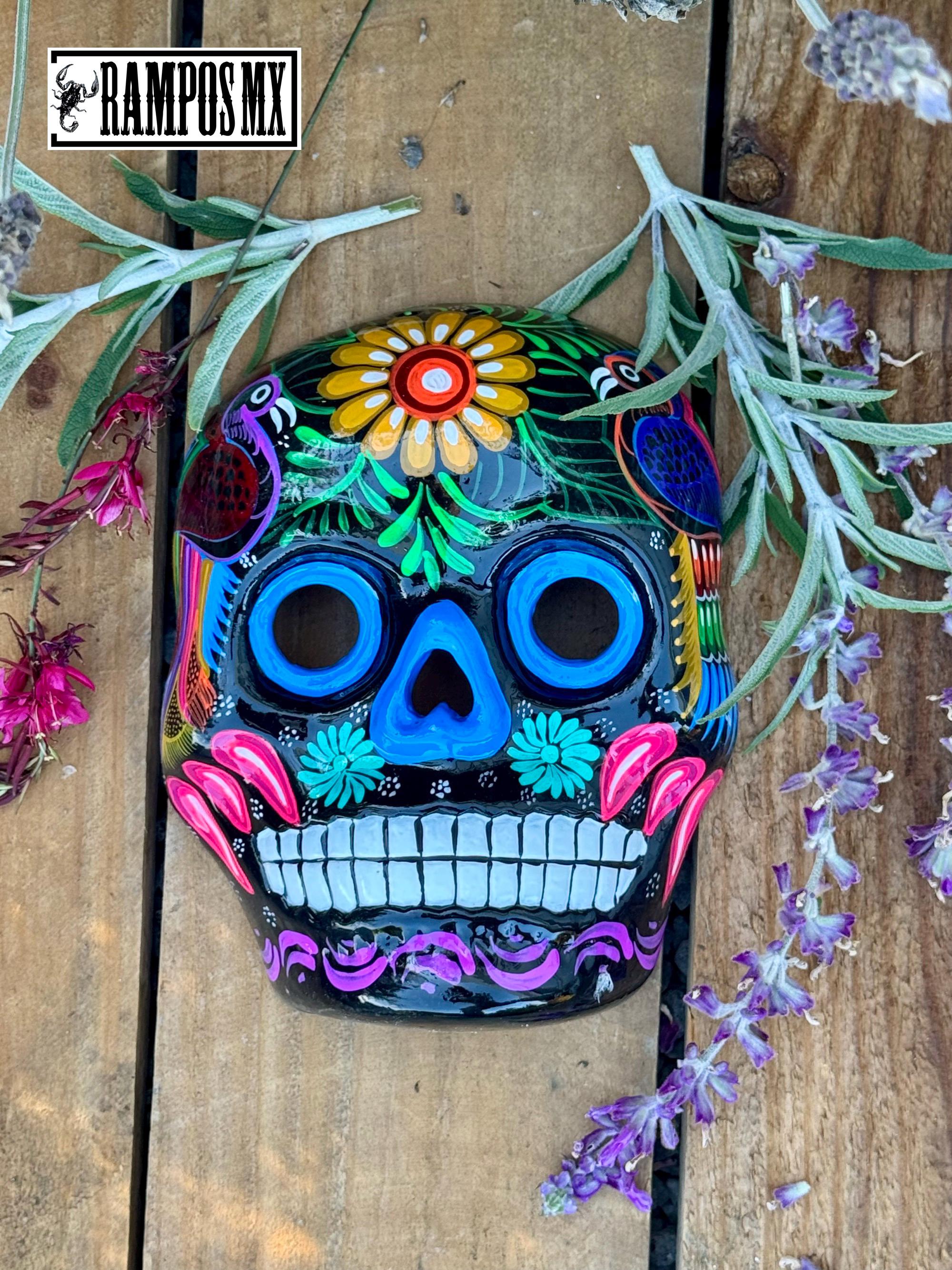 Mexican Ceramic Large Skulls Masks Hand-painted,pottery Handmade ...