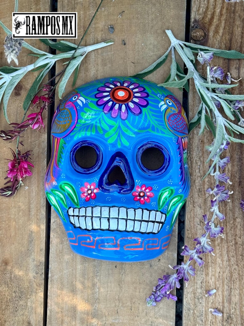 Mexican Ceramic Large Skulls Masks Hand-painted,pottery Handmade ...