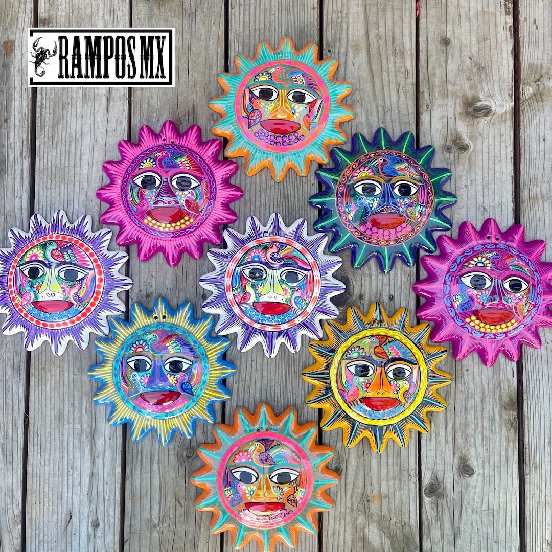Beautiful Mexican Ceramic Decorative Sun Plate, Hand-painted Sun Decor ...