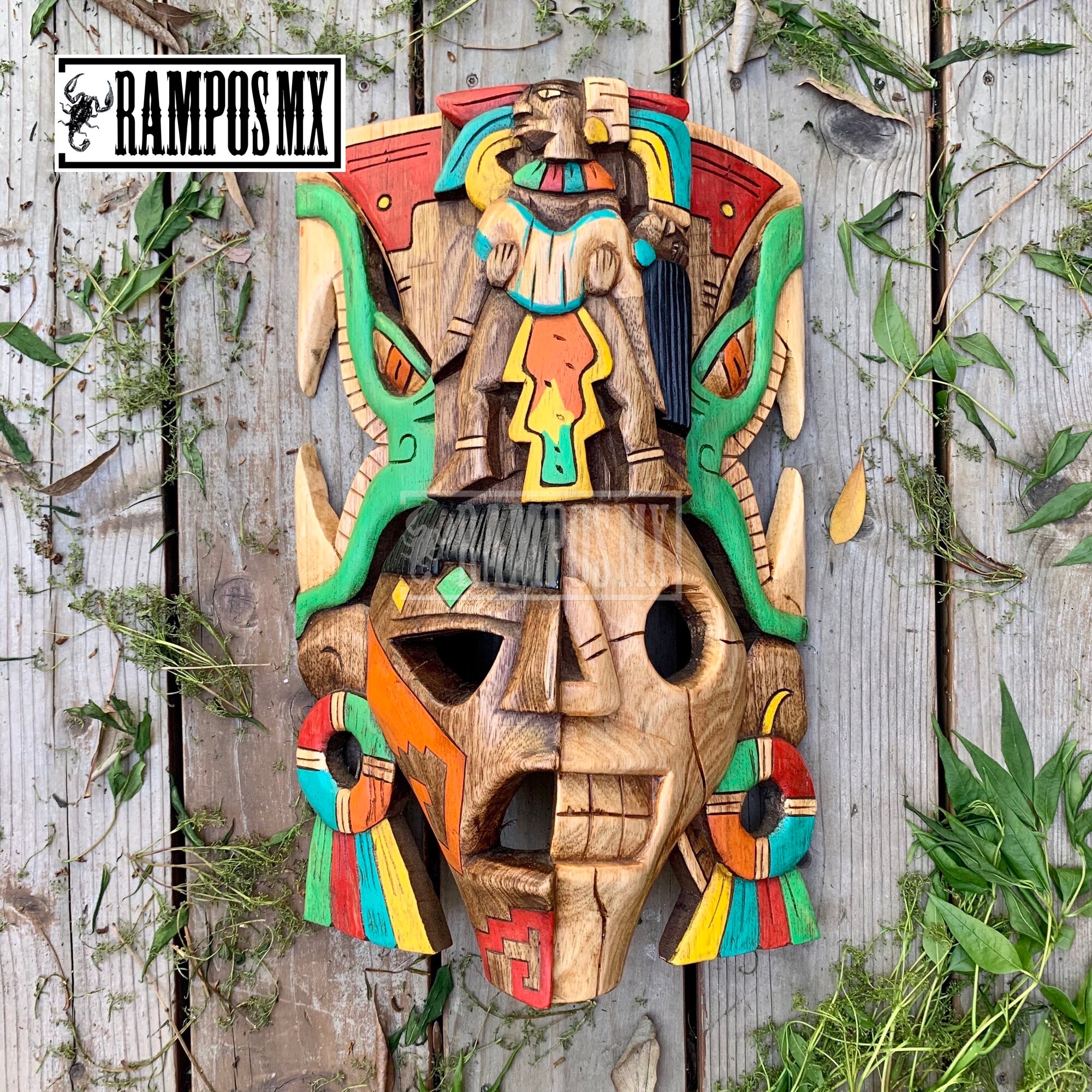 Mexican Wooden Handmade Mayan Mask hand Carved Mayan - Etsy