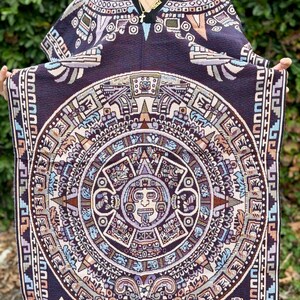 Mexican Mayan Calendar Embroidered Poncho Winter Shawl - Etsy