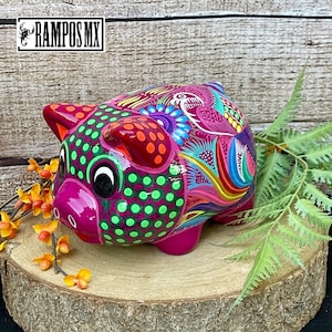 Beautiful Mexican Piggy Bank hand-painted Ceramic Piggy Bank - Etsy