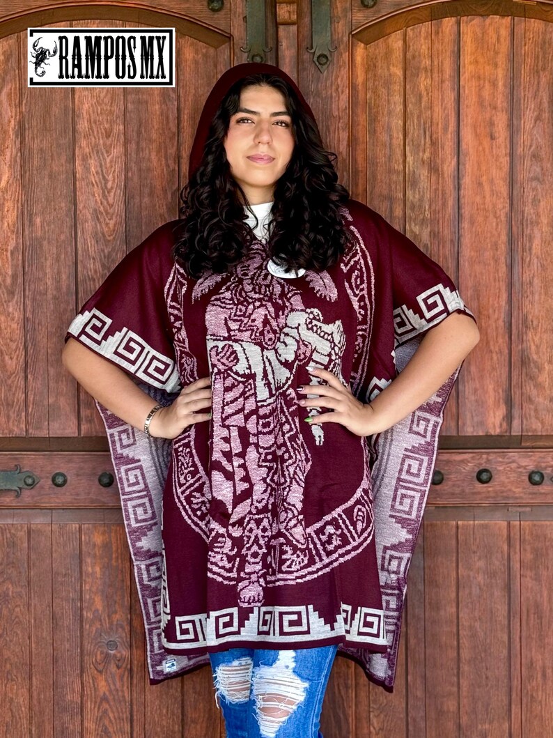 Mexican Hooded Poncho Aztec,mexican Mañanita, Mexican Shawl Hoodie ...