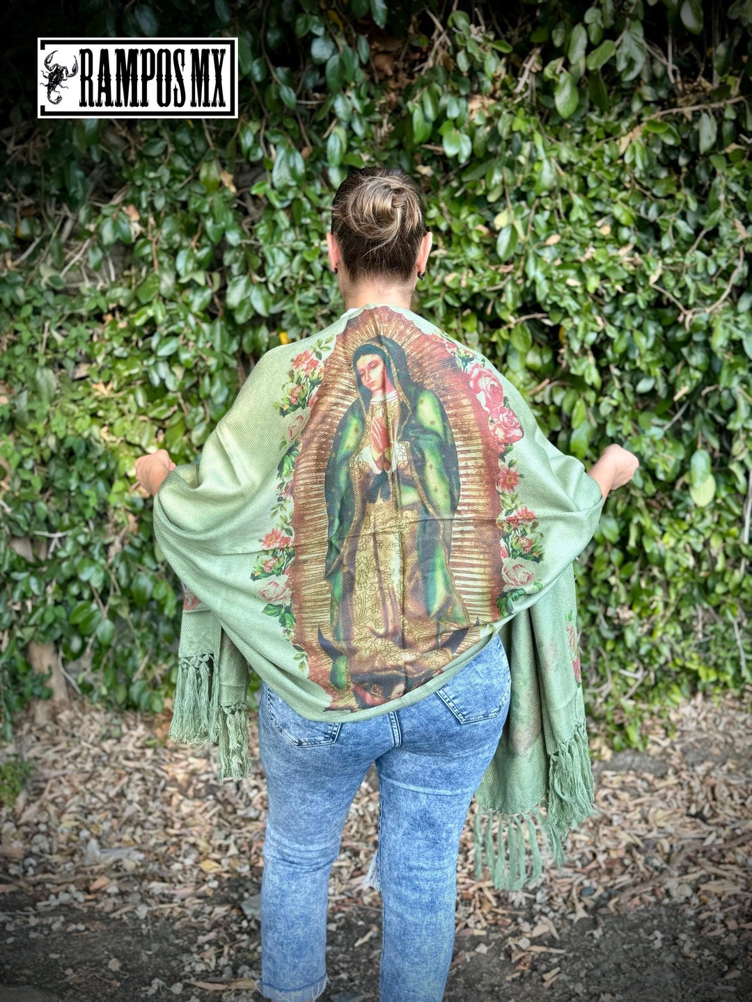 Shawl Virgin Mary Mexican Handmade Shawl,floral Shawl From Mexico ...