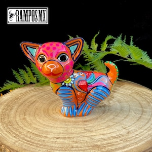 Beautiful Mexican Chihuahua Dog Art , Handpainted Clay Pottery Floral ...