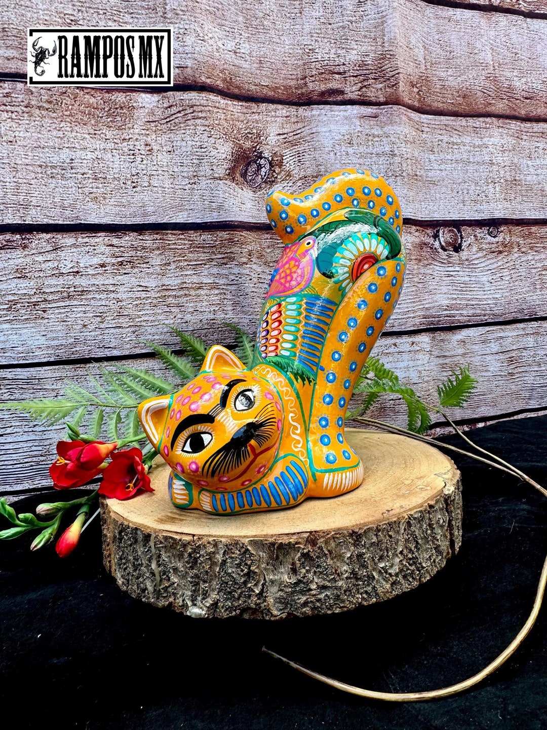 Large Beautiful Mexican Cat Piggy Bank ,hand-painted Ceramic Piggy Bank ...