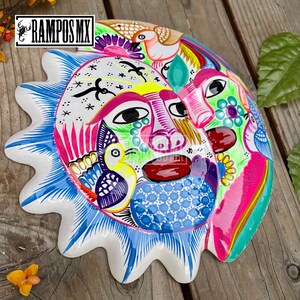 Beautiful Mexican Ceramic Decorative Sun and Moon Eclipse Plate,hand ...