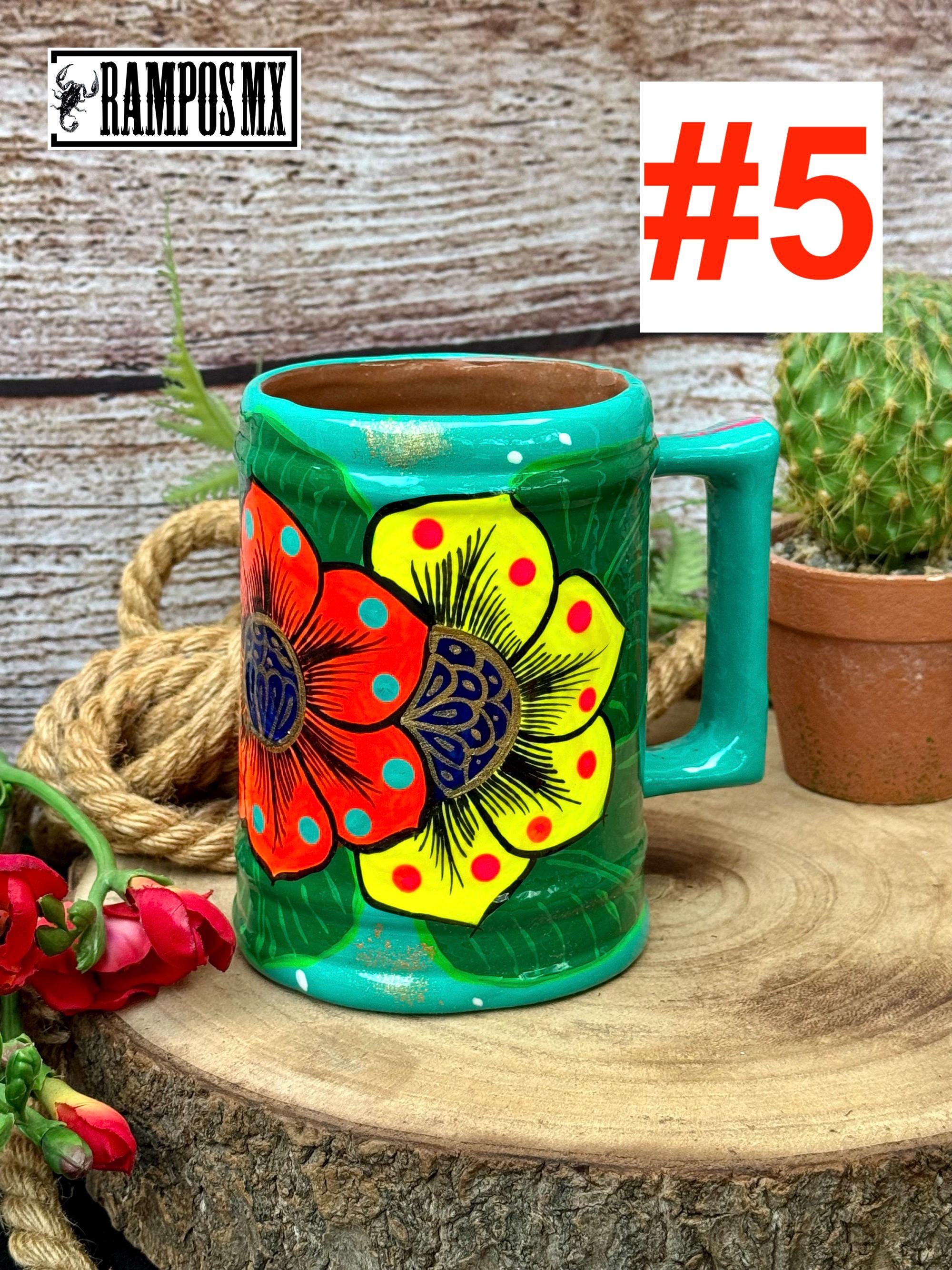 Large Beer Mexican Mug Art , Handpainted Clay Hot or Cold Handcrafted ...