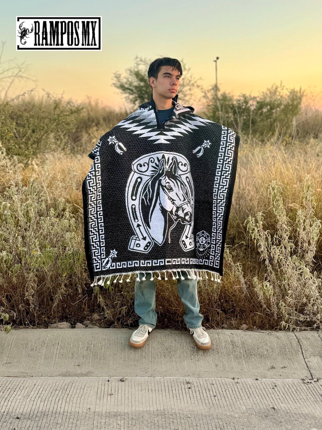 Mexican Hooded Unisex Classic Warm Poncho,winter Shawl Mexico,mexican ...