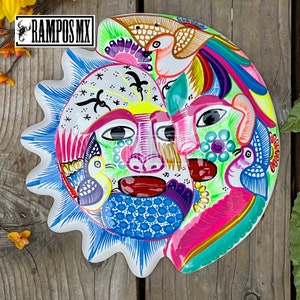 Beautiful Mexican Ceramic Decorative Sun and Moon Eclipse Plate,hand ...