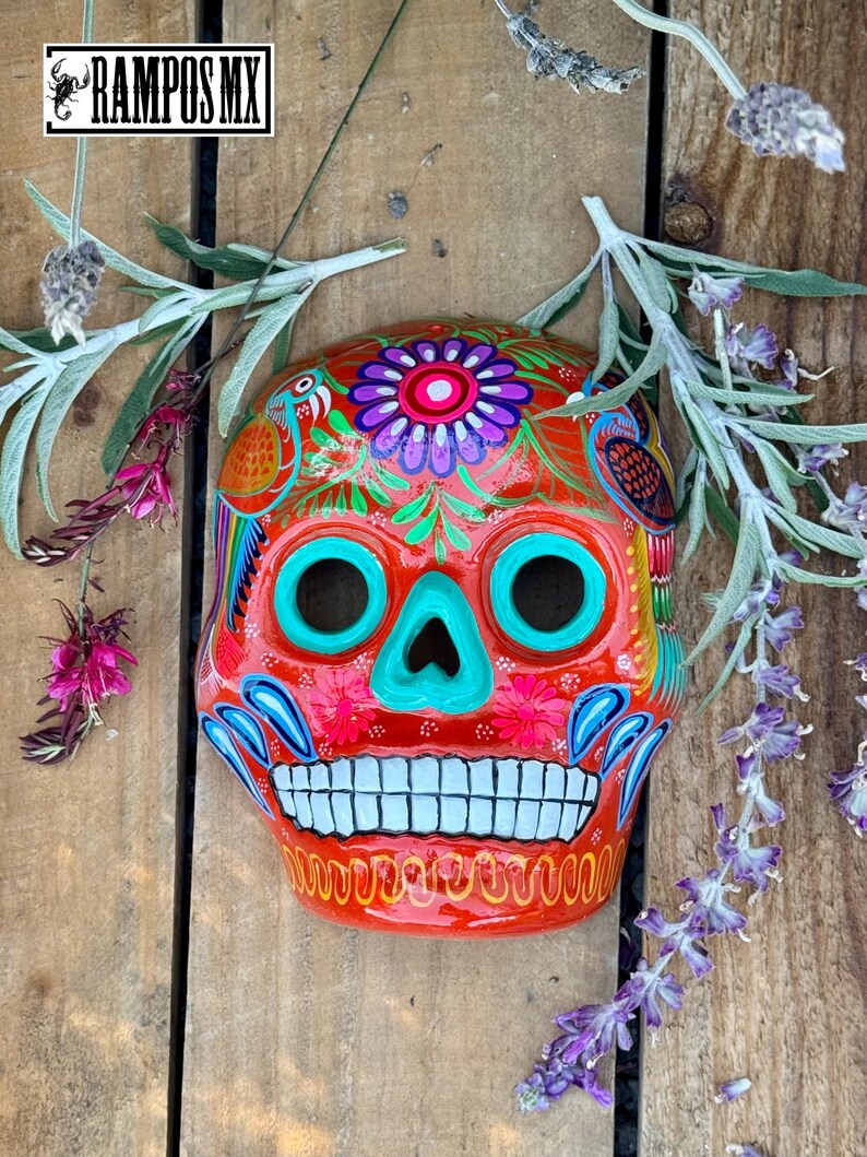 Mexican Ceramic Large Skulls Masks Hand-painted,pottery Handmade ...