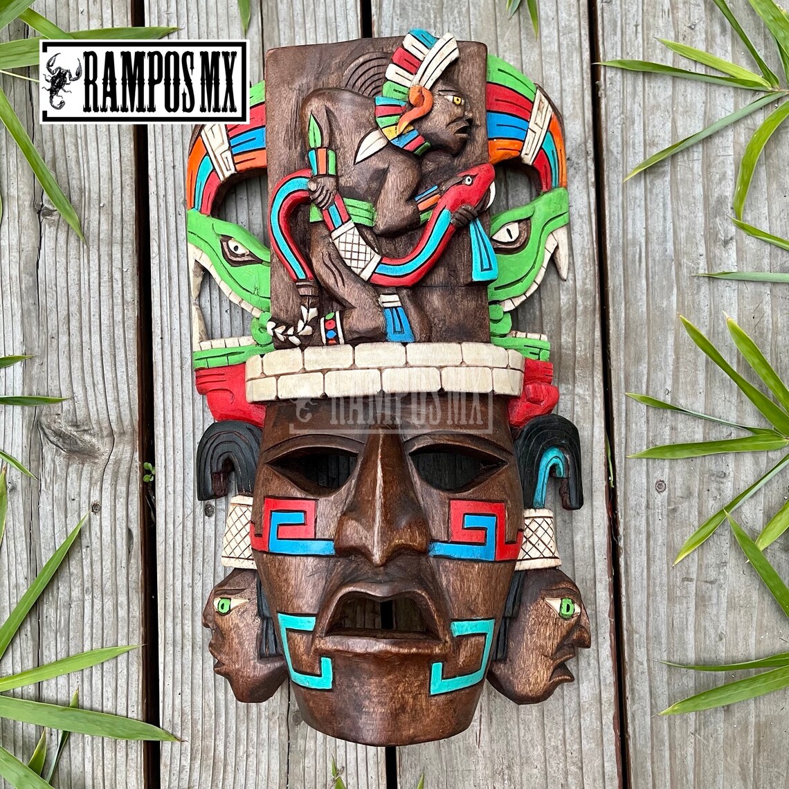 Mexican Wooden Handmade Mayan Mask hand Carved Mayan - Etsy