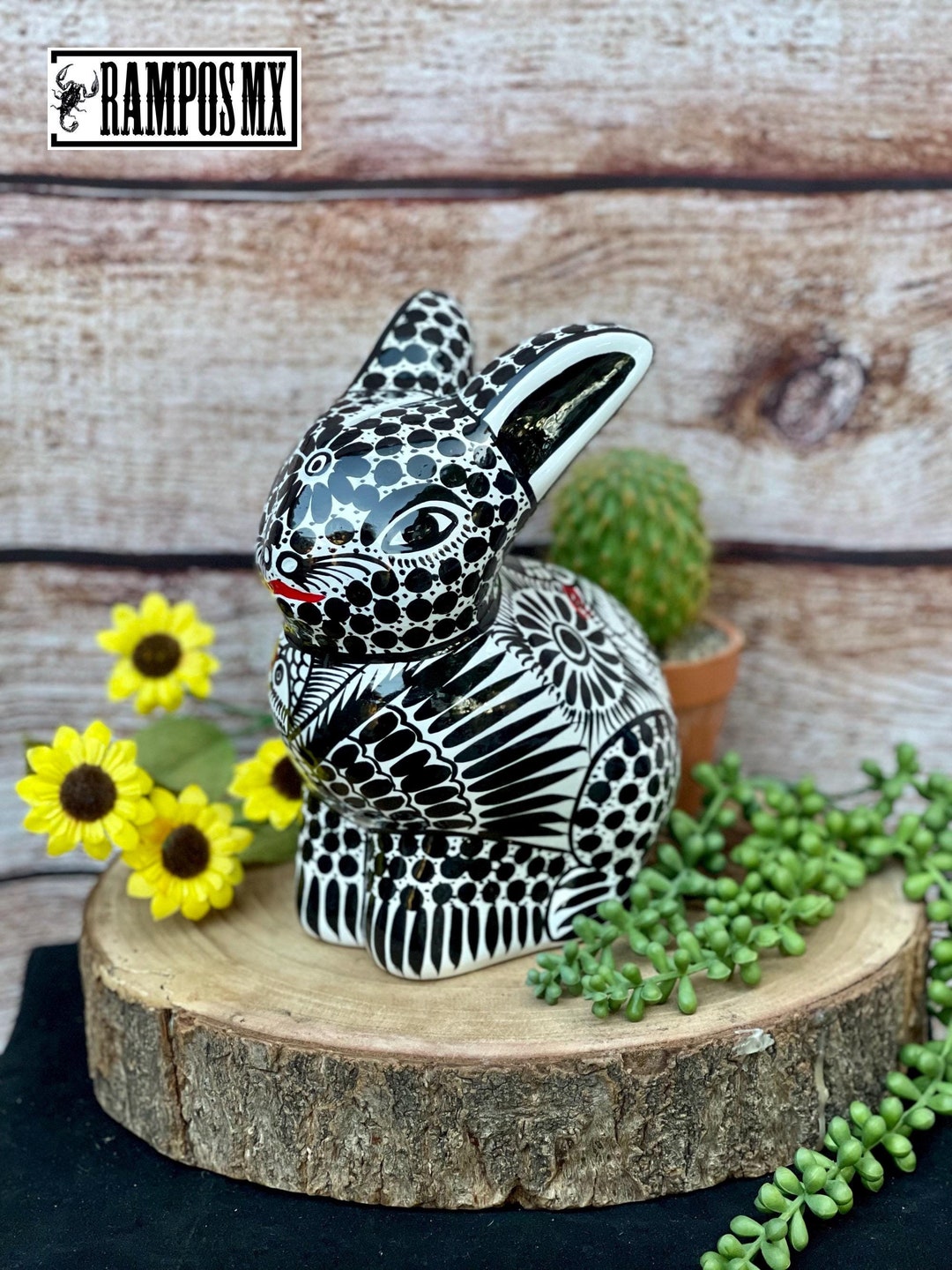 Big Mexican Rabbit Piggy Bank , Hand-painted Ceramic Rabbit Piggy Bank ...