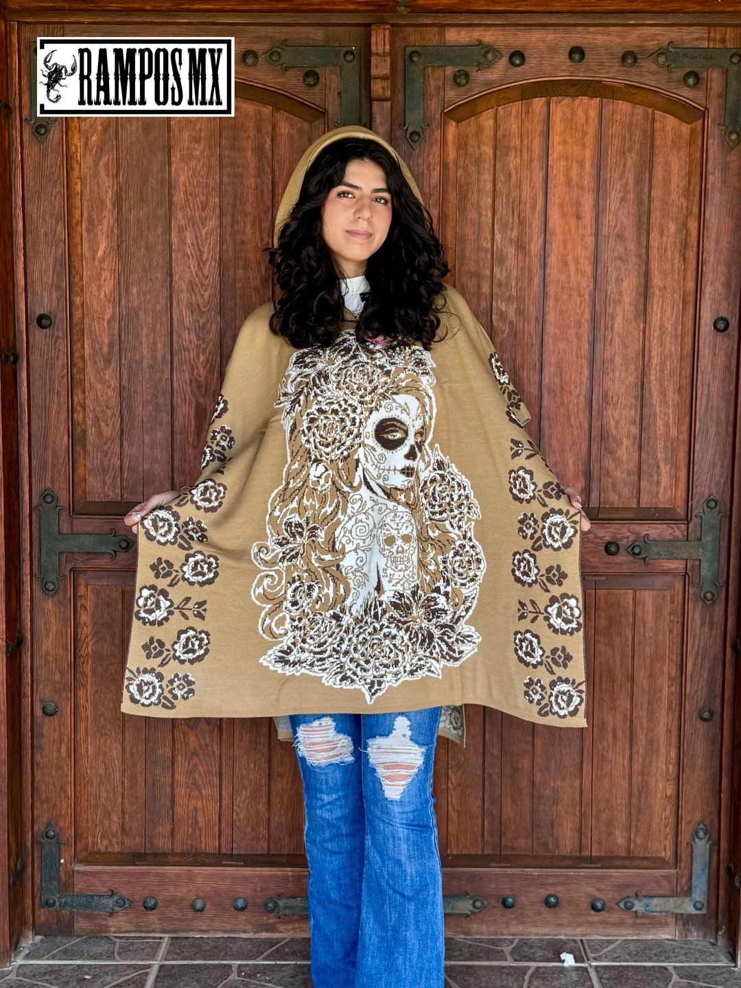 Mexican Hooded Poncho, Mexican Mañanita, Mexican Shawl Hoodie, Warm ...
