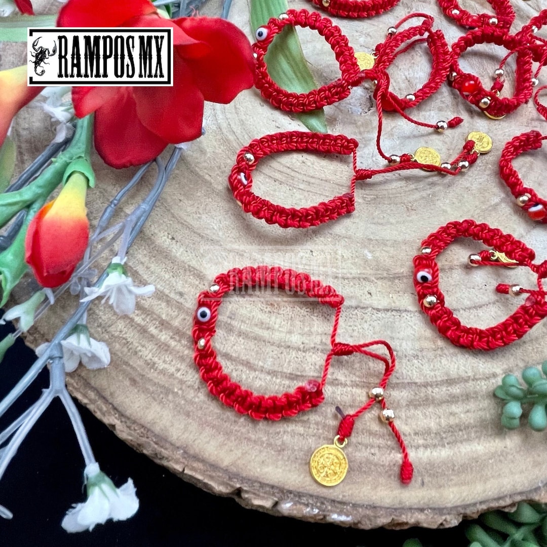 Mexican Evil Eye Kids Woven Bracelet,adjustable Bracelet , Handmade Red ...