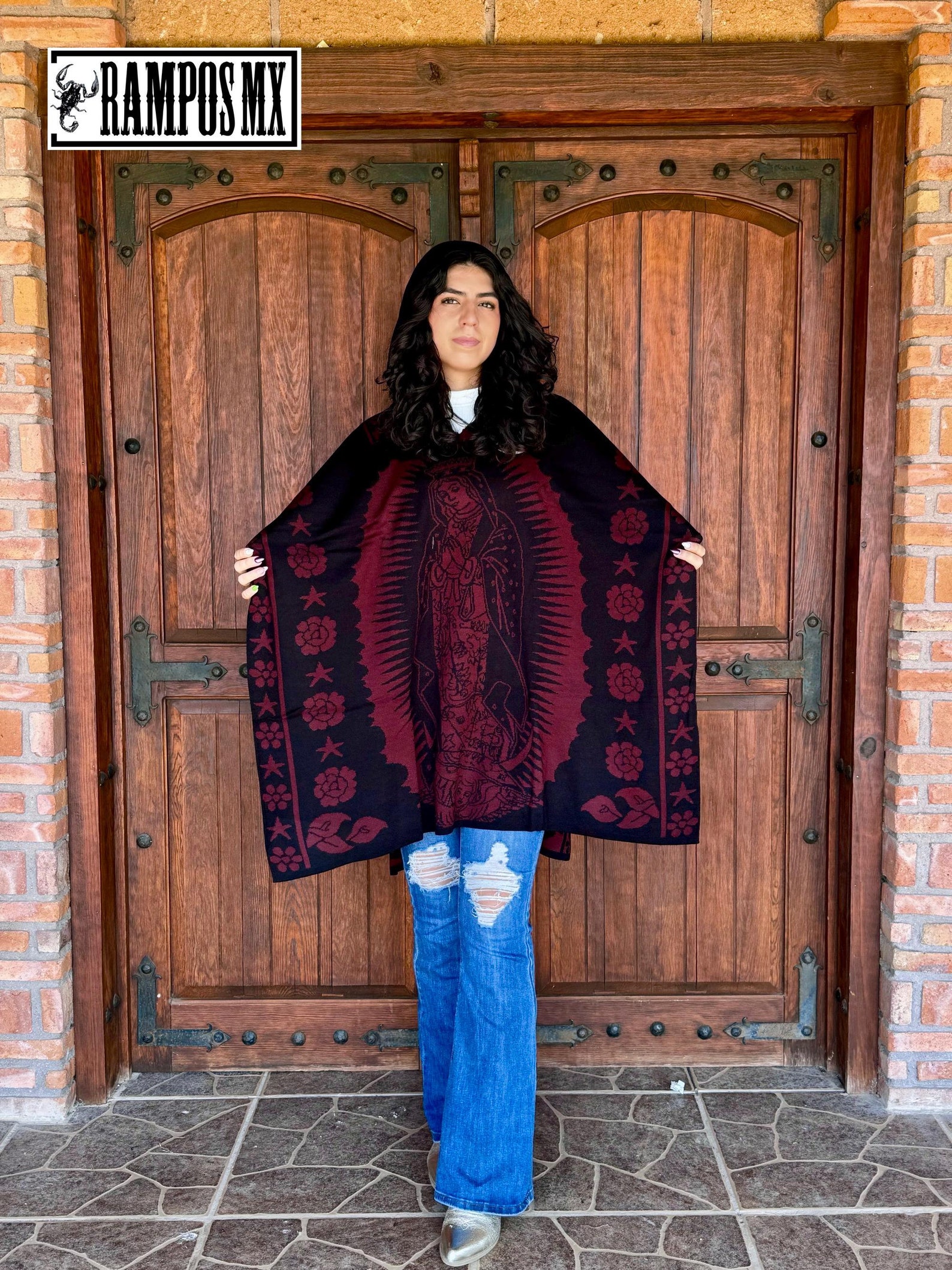 Mexican Hooded Poncho Guadalupe,winter Shawl Mexico ,mexican Guadalupe ...
