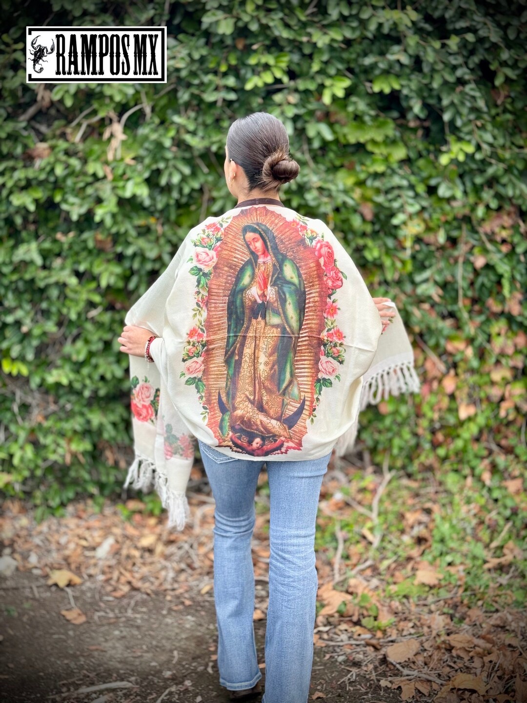 Shawl Virgin Mary Mexican Handmade Shawl,floral Shawl From Mexico ...