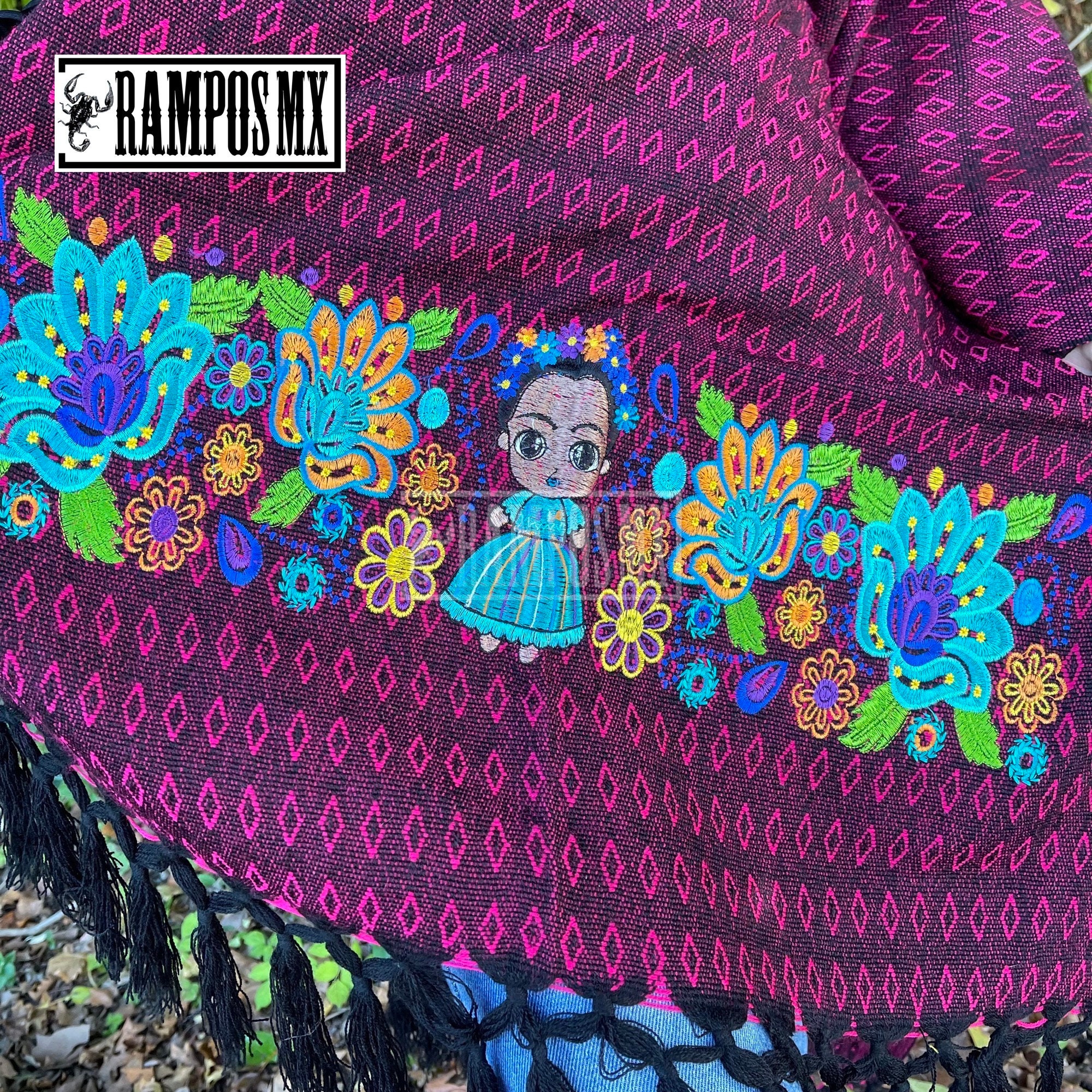 Shawl Embroidered Mexican Handmade Shawl Frida Shawl From | Etsy