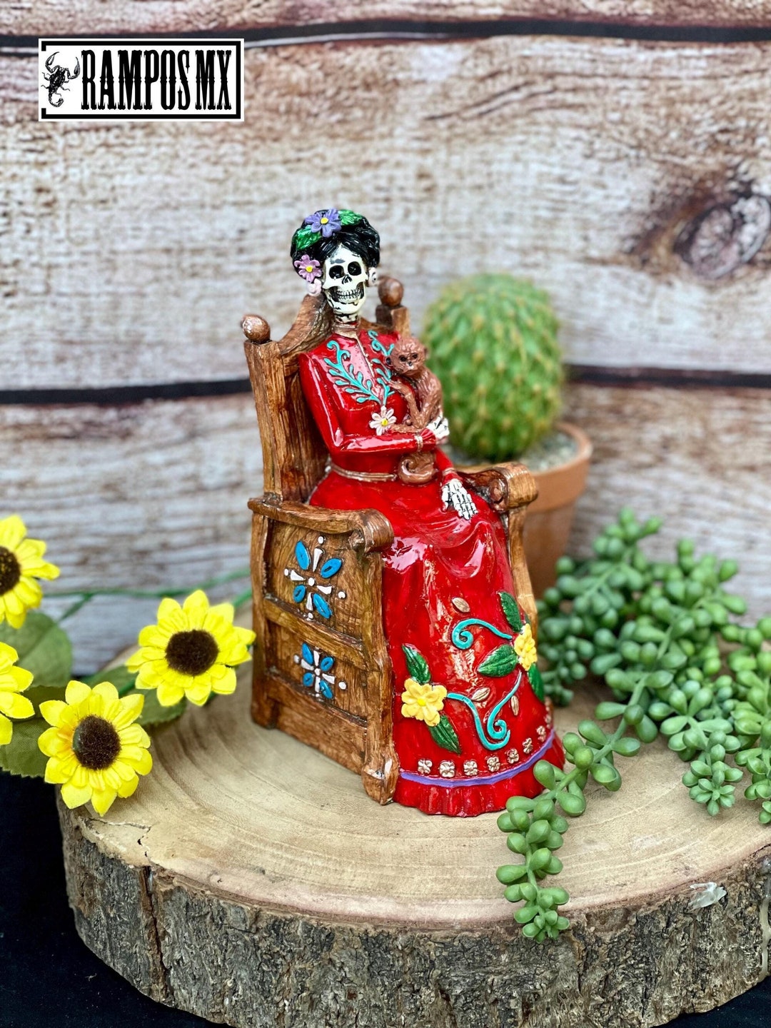 Large Catrina Statue Skeleton Mexican Ceramic Hand-painted, Handmade ...