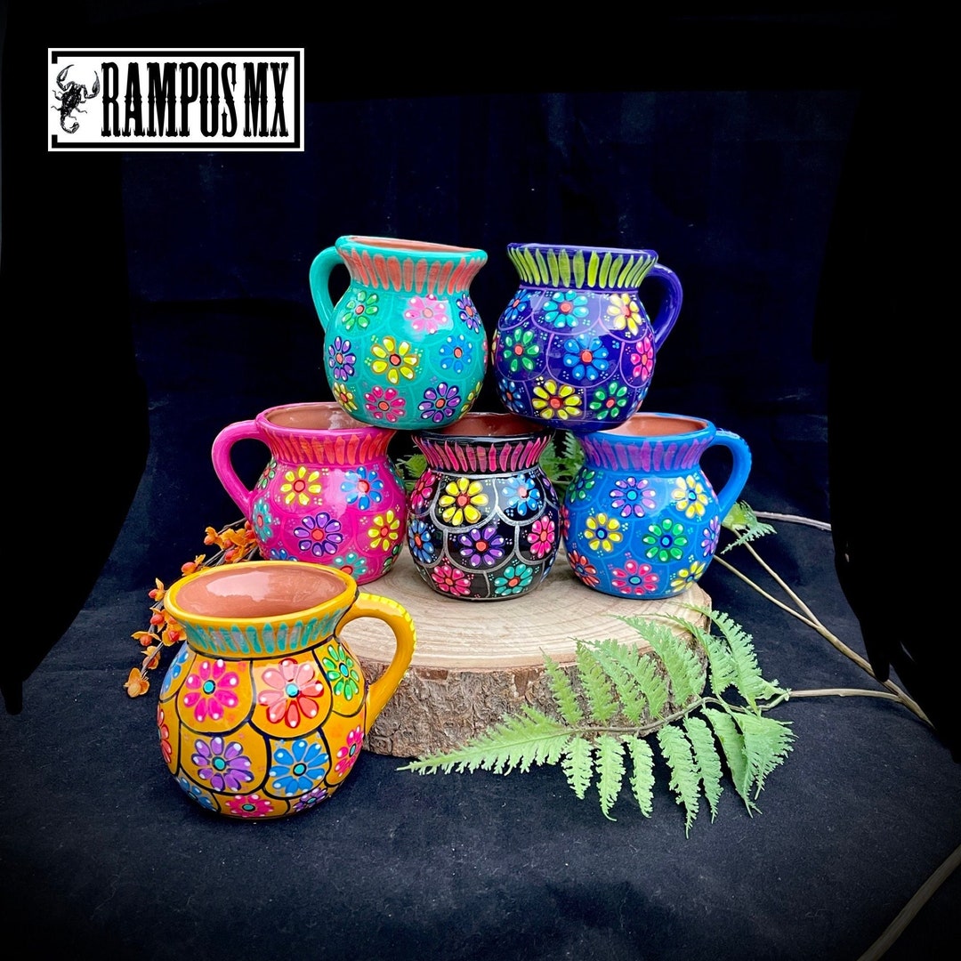 Beautiful Mexican Jarrito Mug Art Handpainted Clay Pottery - Etsy