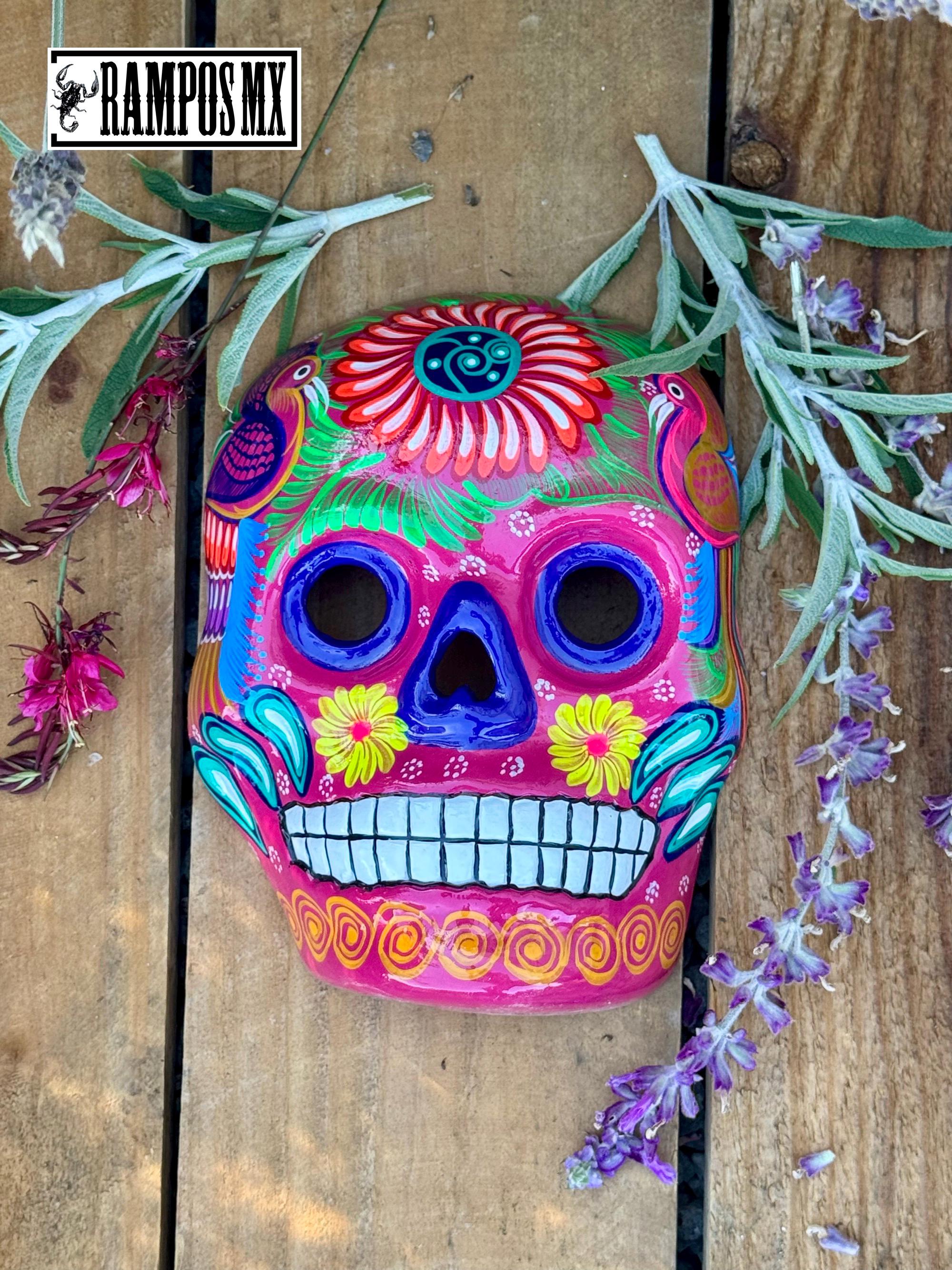 Mexican Ceramic Large Skulls Masks Hand-painted,pottery Handmade ...
