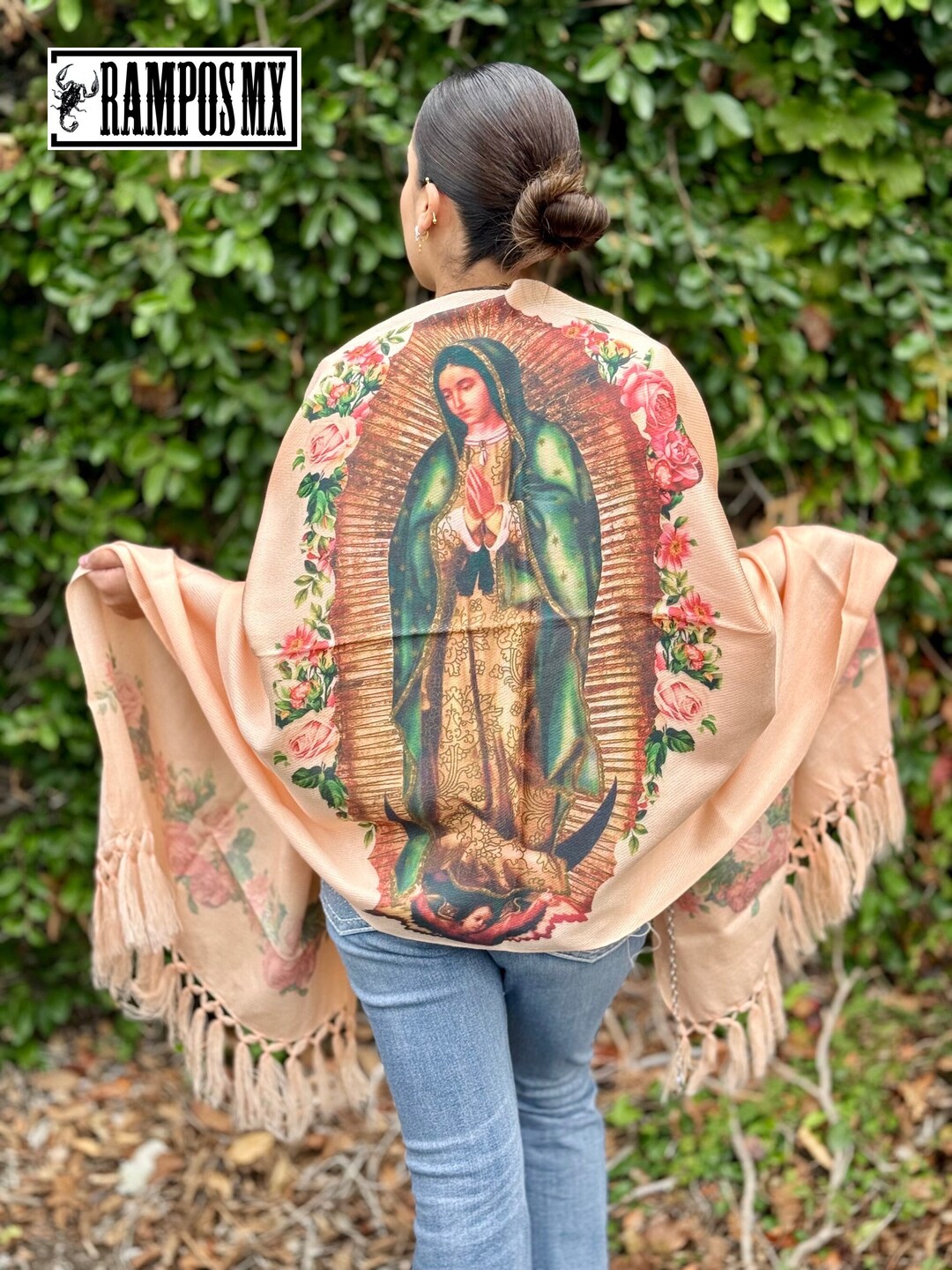 Shawl Virgin Mary Mexican Handmade Shawl,floral Shawl From Mexico ...