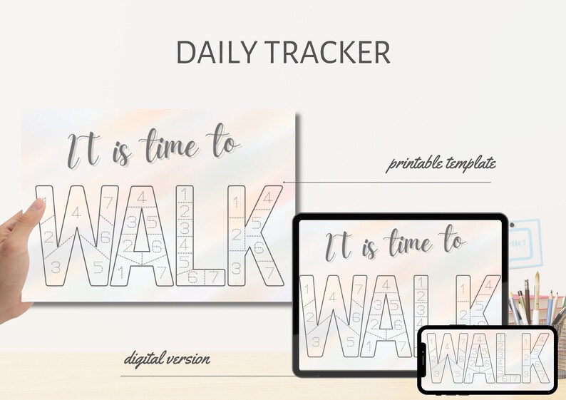 WALK Checklist Daily Tracker Activity Digital Print Planner - Etsy
