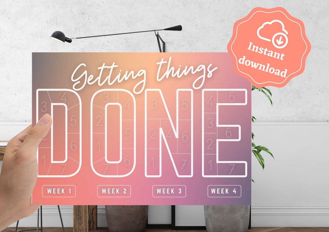 Getting Things DONE Checklist Activity Tracker 4 Weeks Digital Print ...