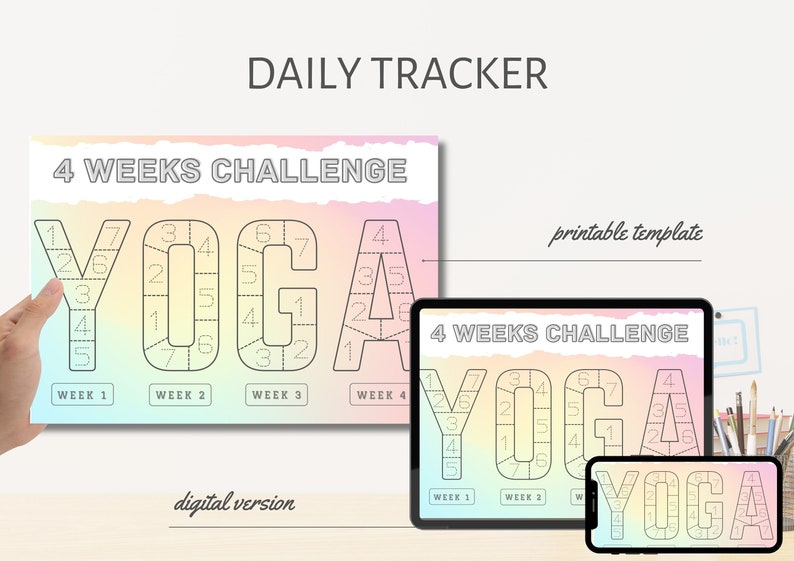 YOGA Checklist Weekly Activity Tracker Digital Planner 4 Weeks ...