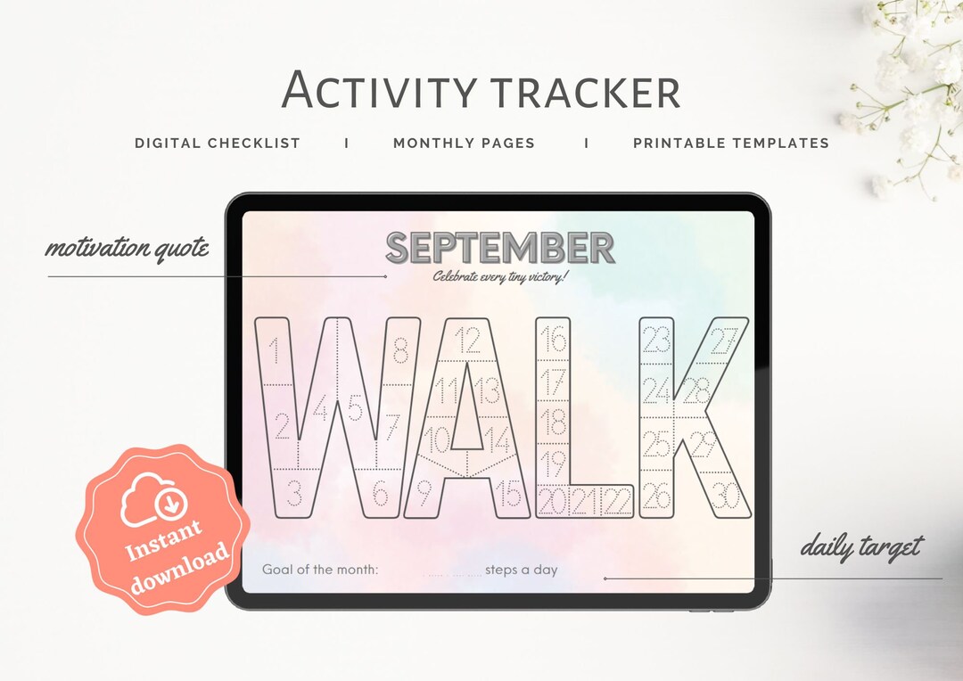 Printable Activity Tracker & Walk Planner | Steps Goal Checklist ...