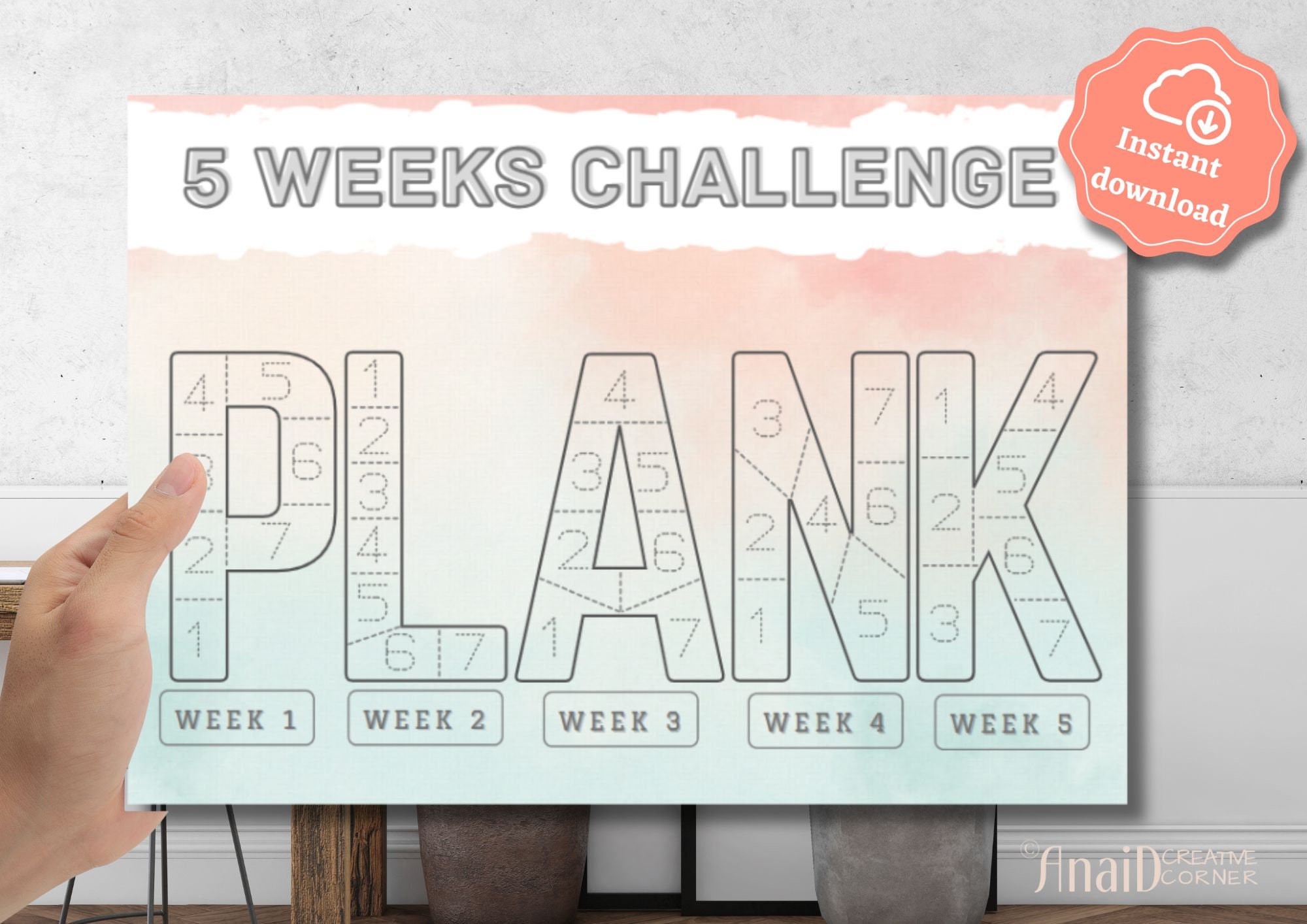 PLANK Challenge Checklist Weekly Activity Tracker 5 Weeks Digital Print ...