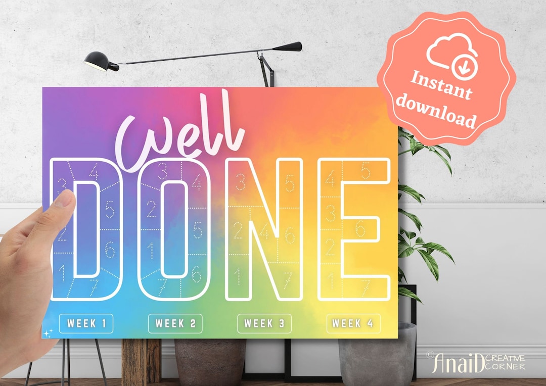 28 Days Challenge Checklist Activity Tracker Well DONE 4 Weeks Digital ...