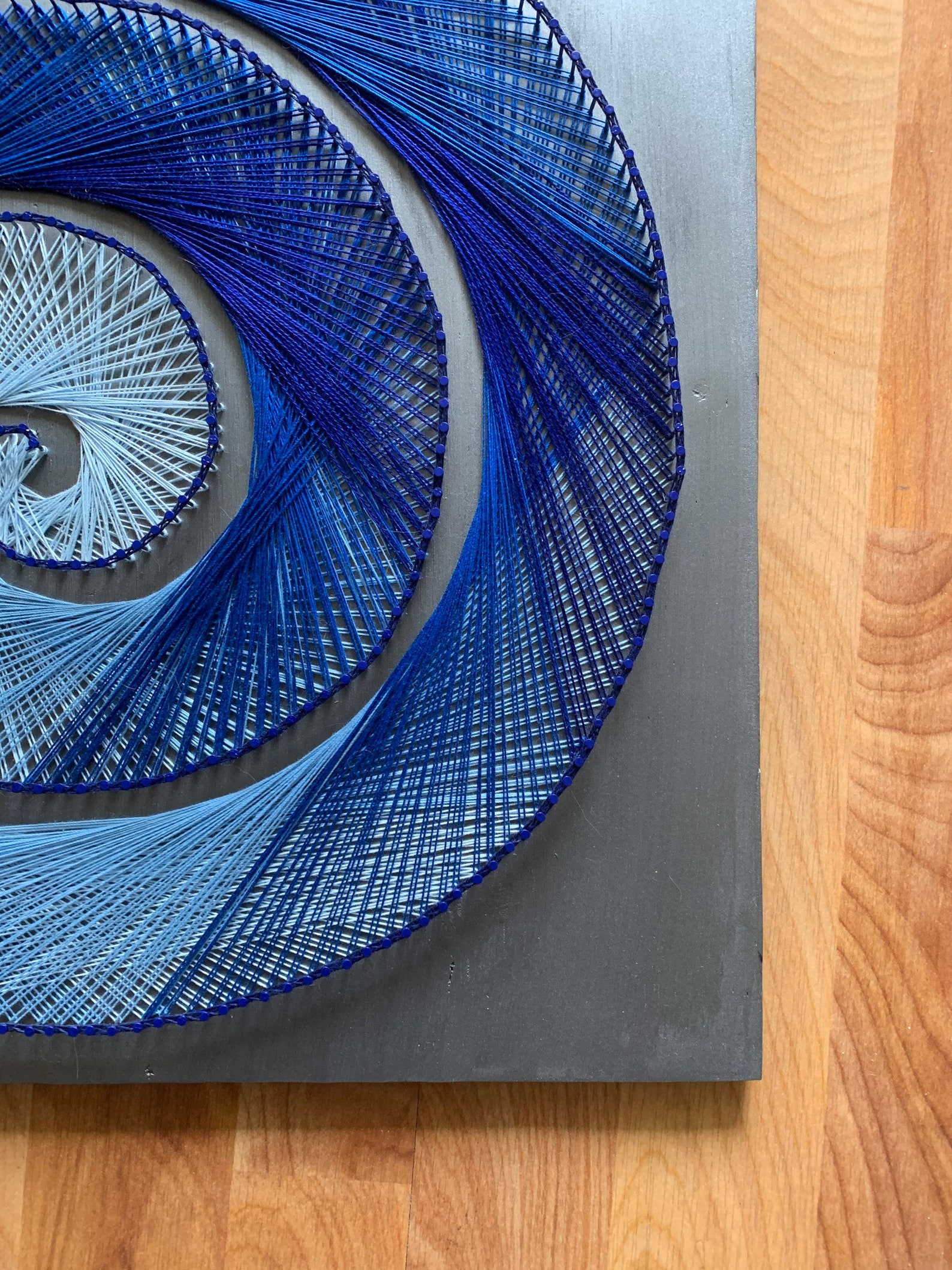 Homemade String Art - Blue Spiral - Etsy