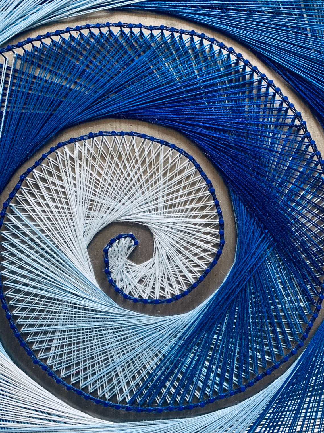 Homemade String Art Blue Spiral - Etsy