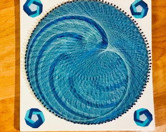 Homemade String Art Blue Spiral | Etsy