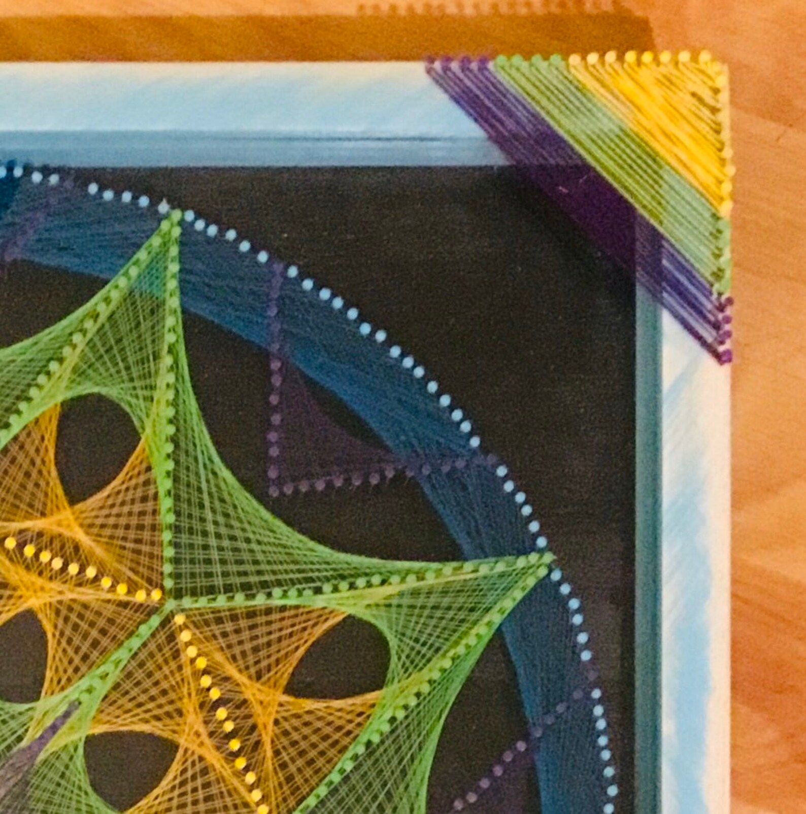 Homemade String Art - Framed Mandala With Accent on Frame Corners - Etsy