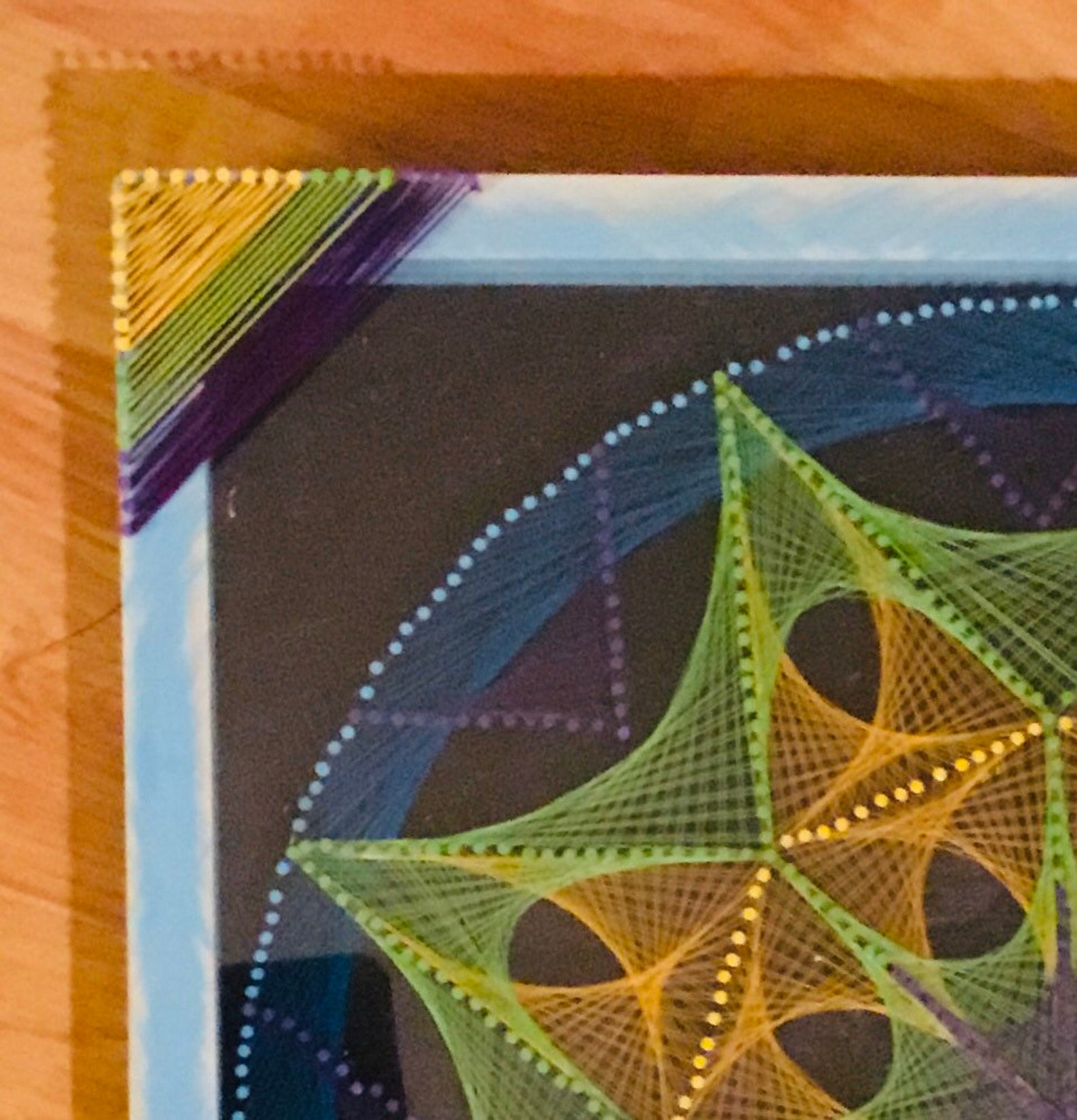 Homemade String Art - Framed Mandala With Accent on Frame Corners - Etsy