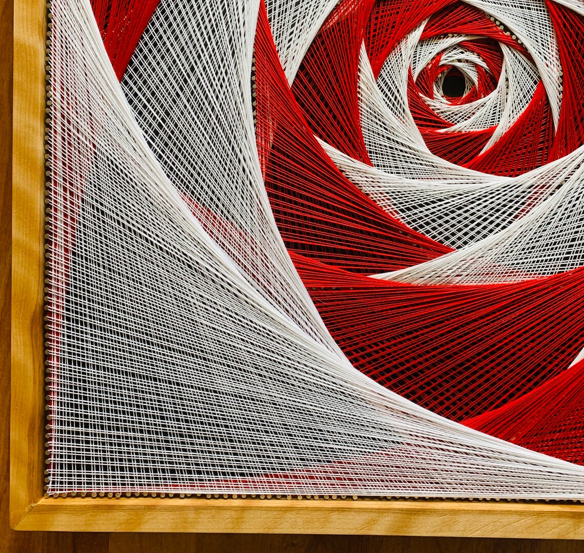 Framed String Art - Rose of Space Red and White - Etsy