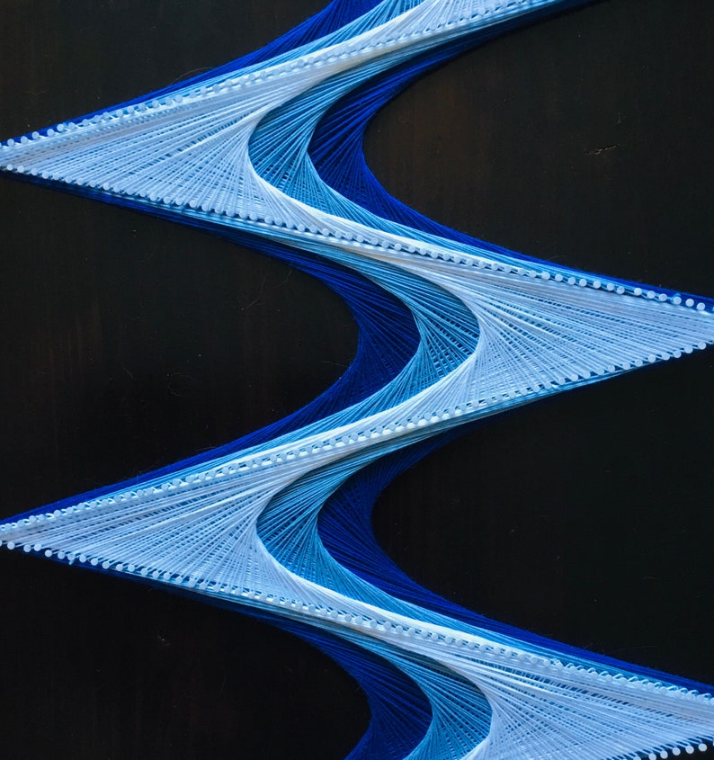 String Art Zig Zag of Blues and White - Etsy