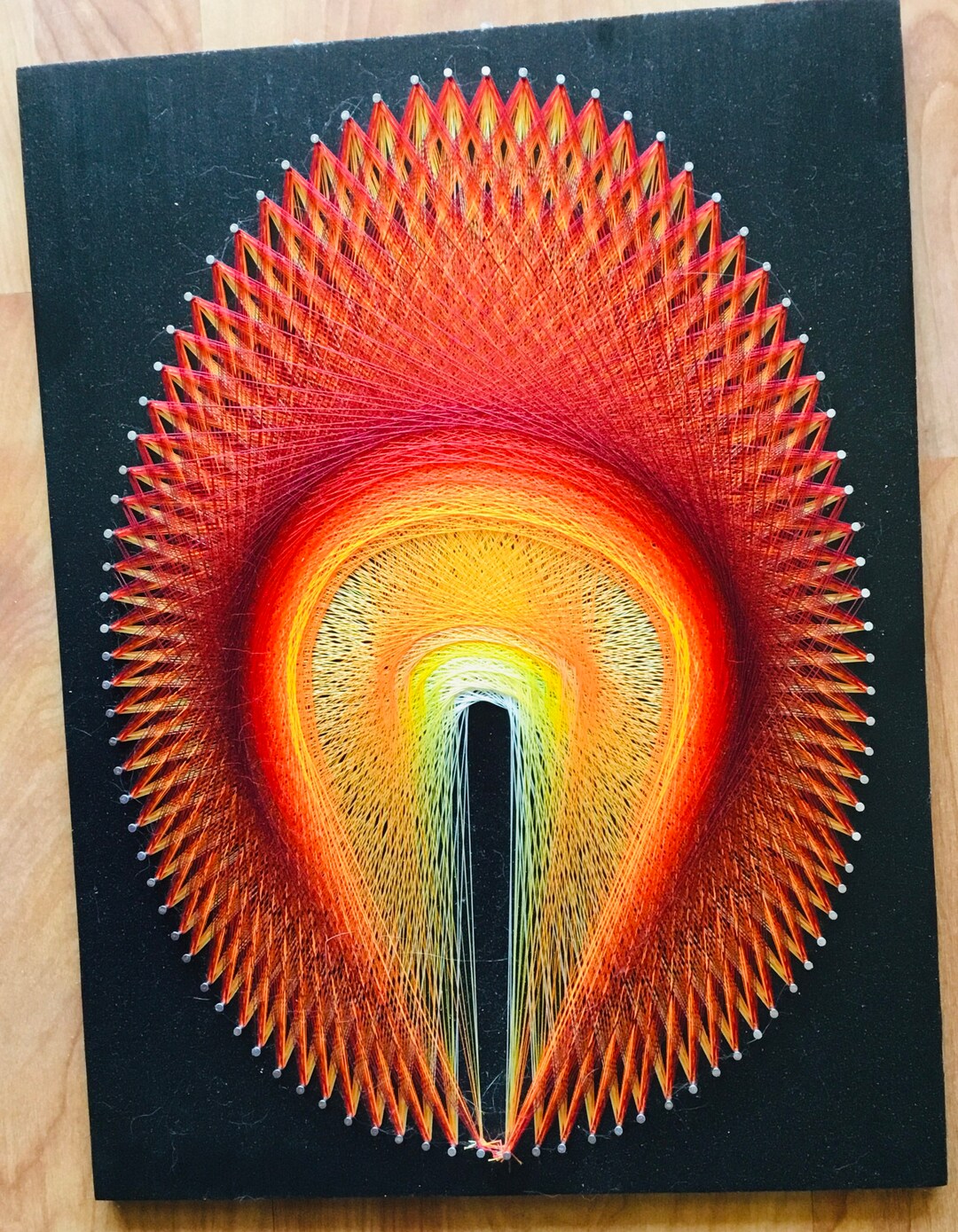 String Art Oval Orange Layers on Black - Etsy
