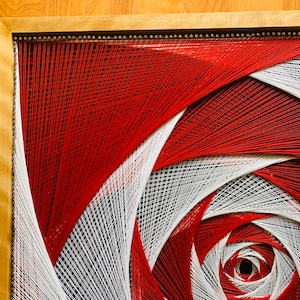 Framed String Art Rose of Space Red and White - Etsy