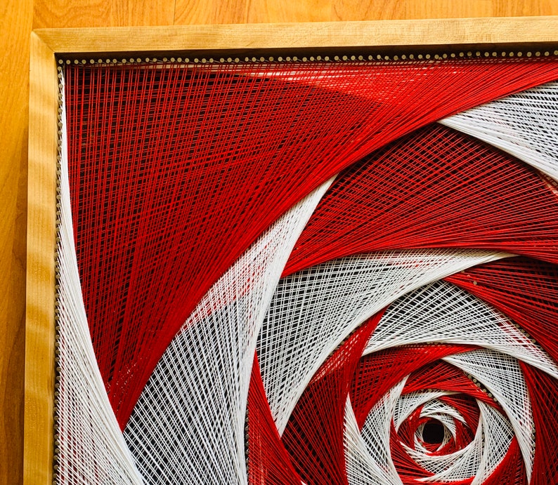 Framed String Art - Rose of Space Red and White - Etsy