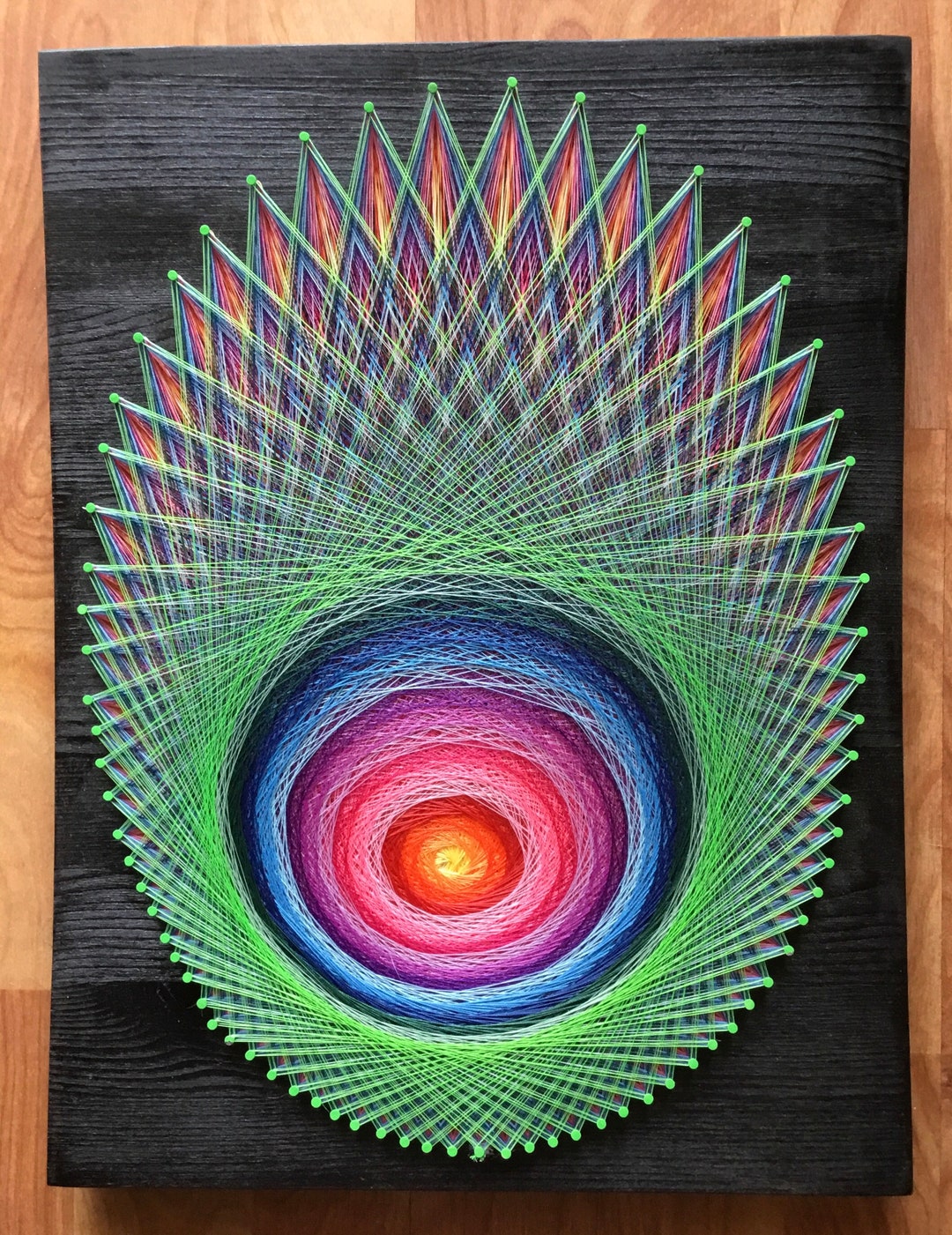 Oval Rainbow String Art on Black - Etsy