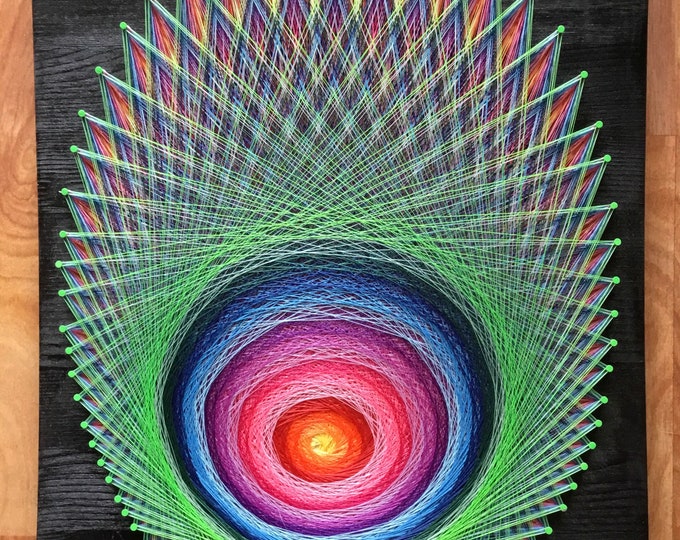 Oval Rainbow String Art on Black - Etsy