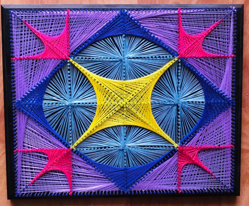 Rectangular String Art Purple Explosion - Etsy