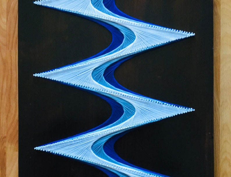 String Art Zig Zag of Blues and White - Etsy