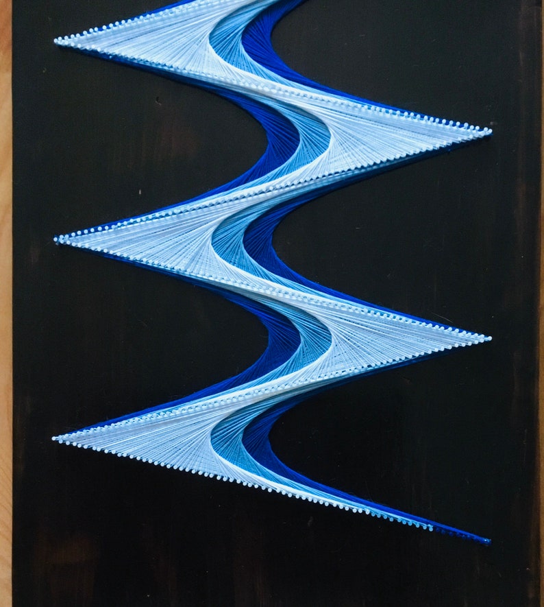 String Art Zig Zag of Blues and White - Etsy